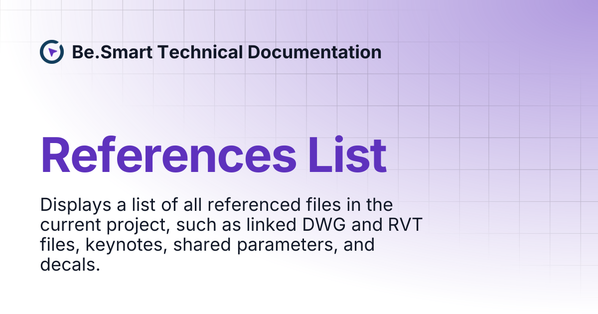 References List | Be.Smart Technical Documentation